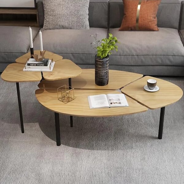 Natural 2-Tiered Coffee Table Wooden Top | Homary