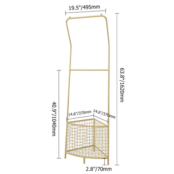Corner Standing Cloth Rack with Cabinet Clothes Basket | Homary UK