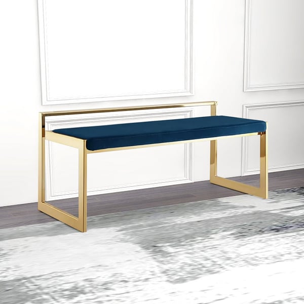 Modern Bench Velvet Upholstered Bench in Gold Finish | Homary UK