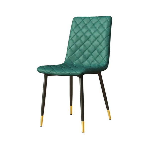 Green PU Leather High Back Upholstered Dining Chair in Black & Gold ...