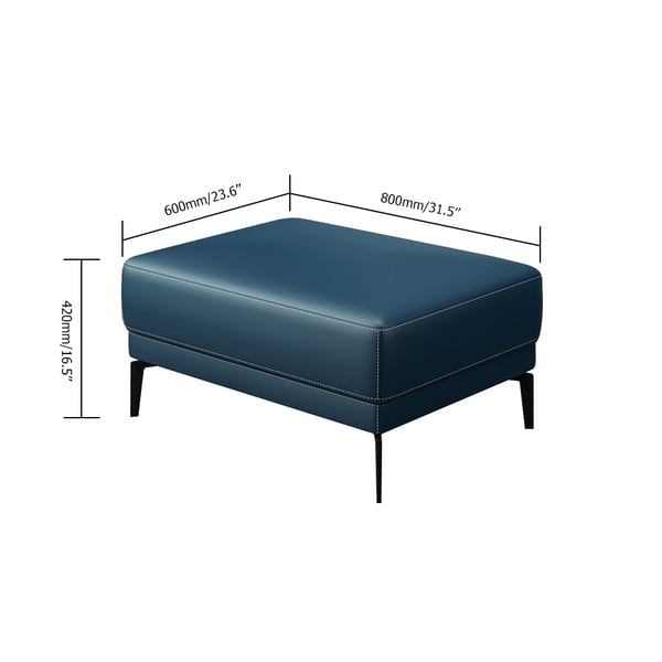 Blue Entryway Bench Faux Leather Upholstered Ottoman | Homary