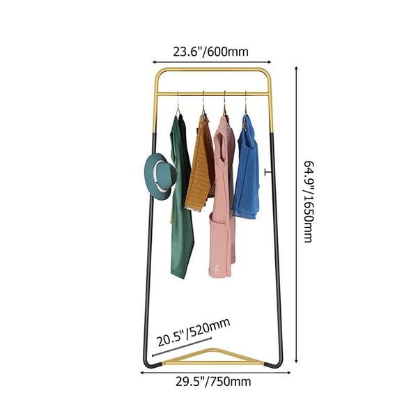 Black & Gold Modern Triangles Standing Corner Coat Rack | Homary