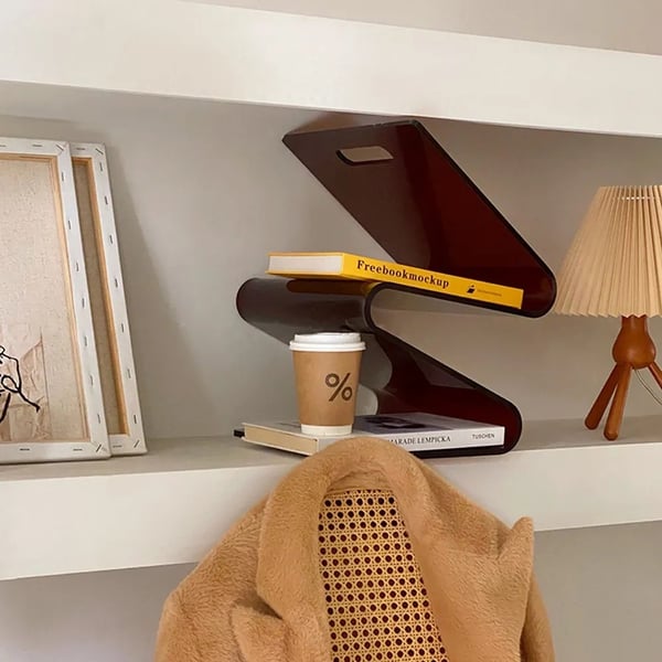 Modern Acrylic Standing Vertical Magazine Rack in Brown | Homary UK