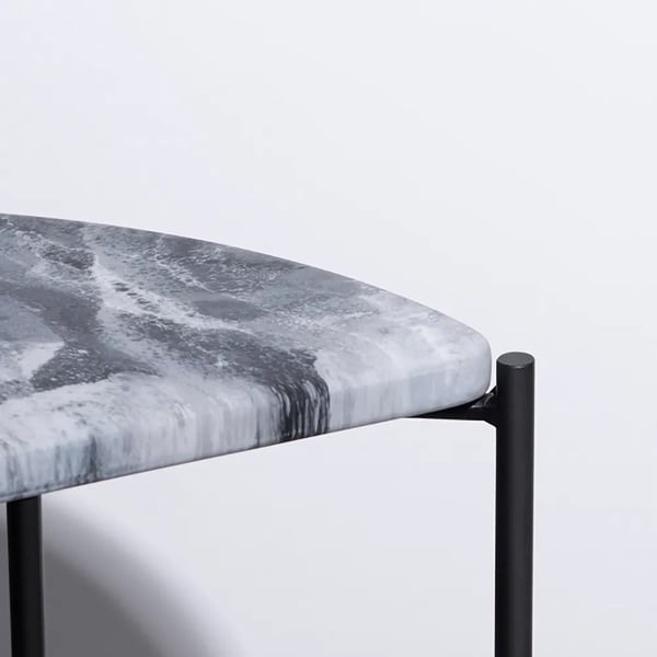 Moderner schwarzer Beistelltisch Halbkreis Marmor Top End Tisch-Homary