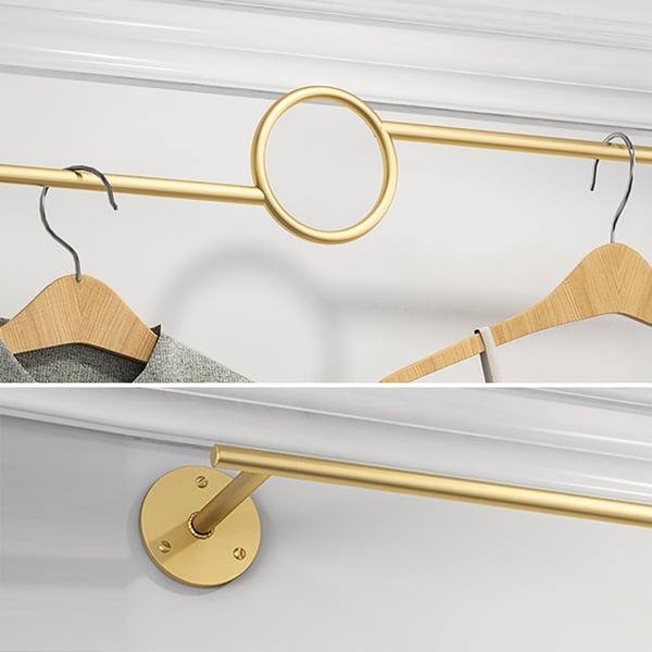Simple Metal Coat Rail Wall Mounted Rack in Gold Set of 3-Homary