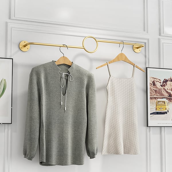 Simple Metal Coat Rail Wall Mounted Rack in Gold Set of 3-Homary