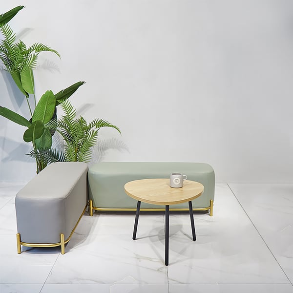 Green Bench Upholstered Rectangular Modern Bench Metal in Gold | Homary