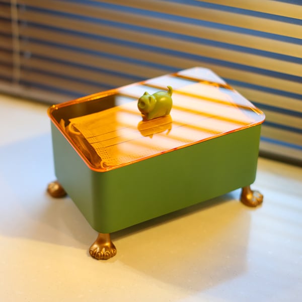 Cute Green Face Mask Storage Box with Acrylic Lid-Homary
