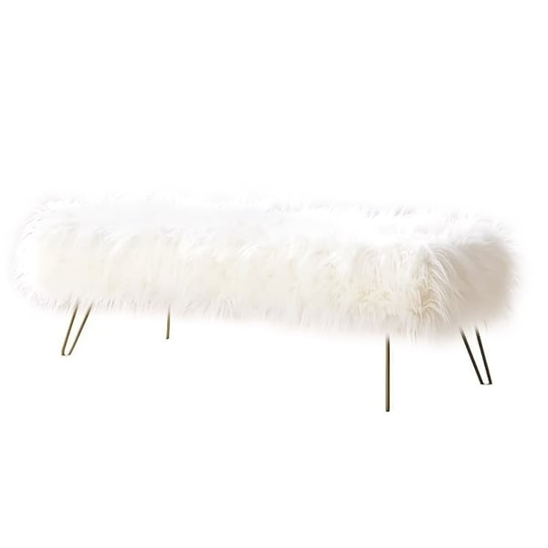 Faux Fur Bench Bench Puffy Modern Furry Bench | Homary