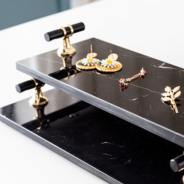Luxury Tray Desk Organizer with Handle in Marble-Homary