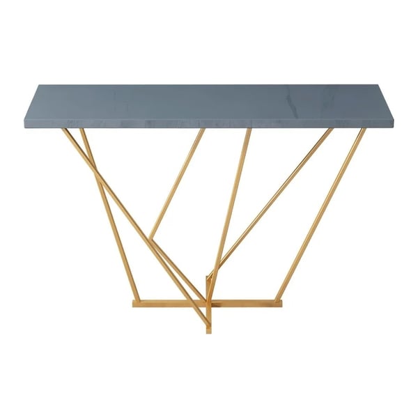 Blue Narrow Console Table Gold Finish Entryway Table-Homary