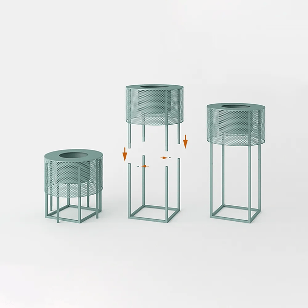 Gold Big Round Wire Mesh Planter Stand with Square Stand Metal | Homary