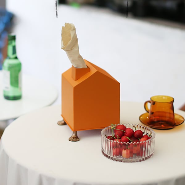 Desktop House-Shaped Tissue Box Roll Paper Box with Removable Cover-Homary