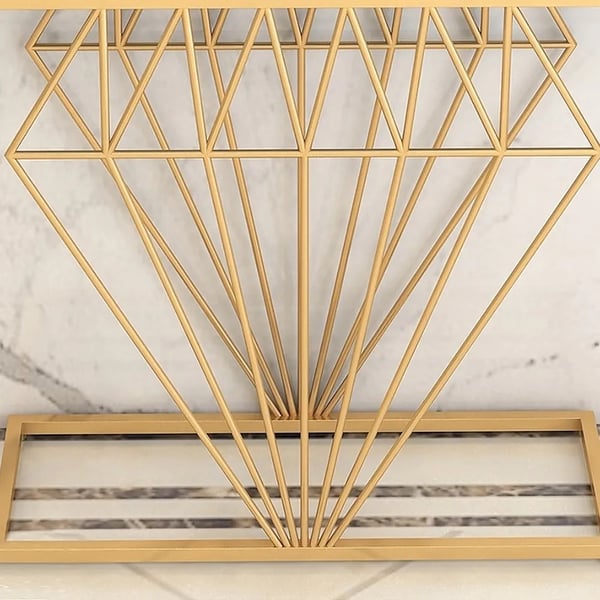 Blue Narrow Console Table Rectangular Entryway Table with Gold Base ...