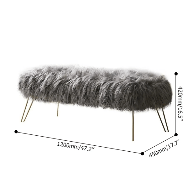 Faux Fur Bench Bench Puffy Modern Furry Bench | Homary UK