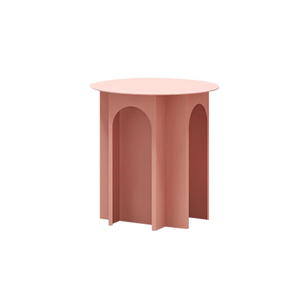 Pink Nordic Sculpted Arch End Table with Round Top Bed Side Table in ...