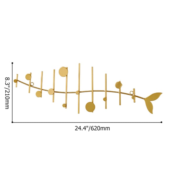 Modern Gold Fish Bone Entryway Wall Mounted Coat Stand with 4 Hooks Set ...