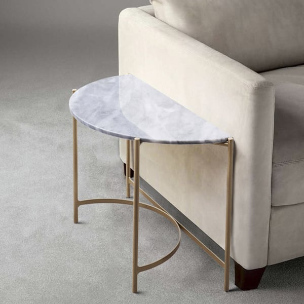 Modern Gold Side Table Semicircle Marble Top End Table | Homary UK