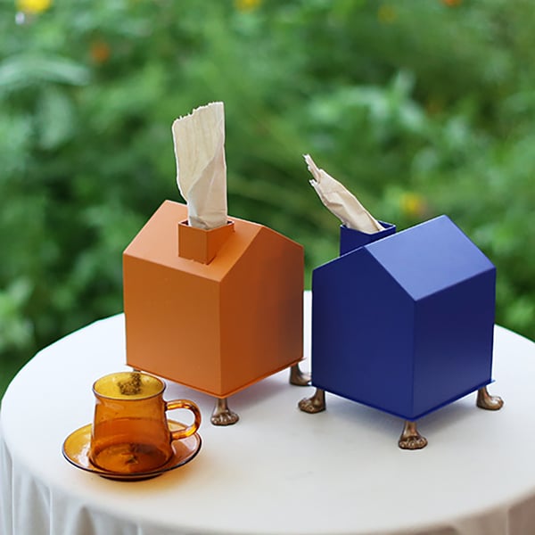 Desktop House-Shaped Tissue Box Roll Paper Box with Removable Cover-Homary
