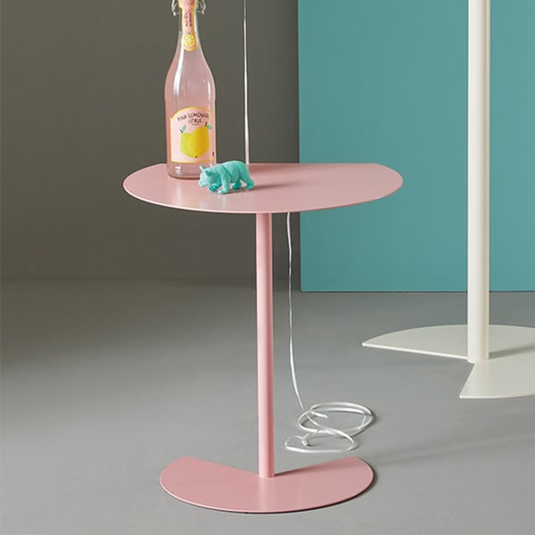 Modern End Table with Metal Side Table in Pink-Homary