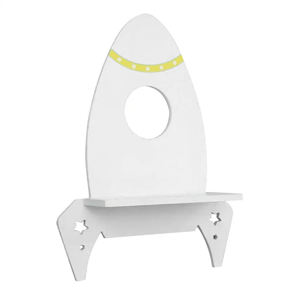 White Cute Rocket Wall Mounted Shelving | Homary UK