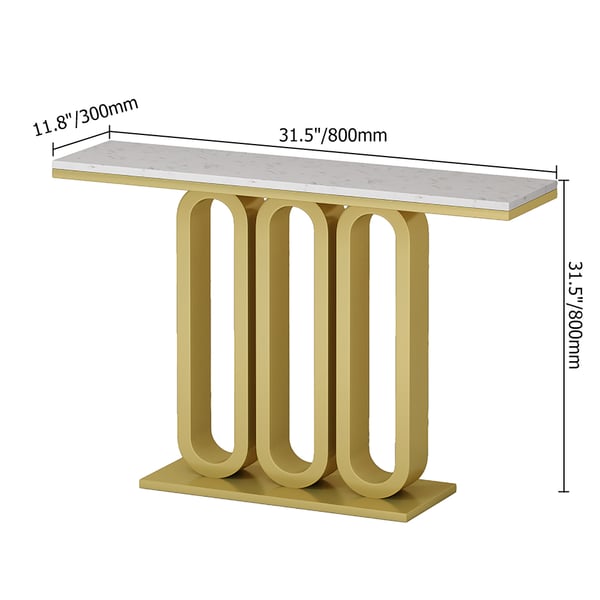 800mm Modern Rectangular Console Table with Marble Top Black | Homary UK