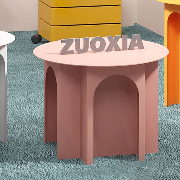 Pink Nordic Sculpted Arch End Table with Round Top Bed Side Table in ...