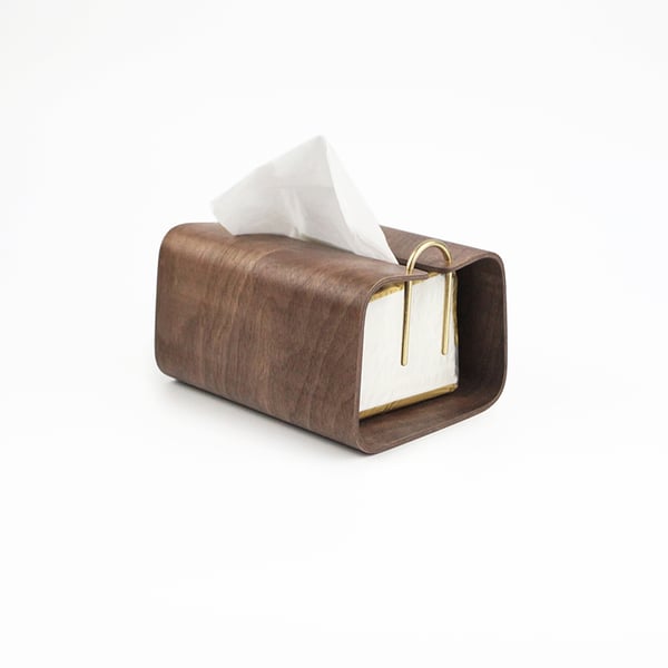 Modern Creative Tissue Box in Walnut & Brass | Homary UK