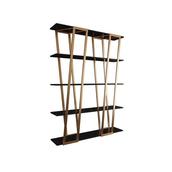 Free Shipping on Modern Parallel Etagere Bookshelf in Black & Gold｜Homary