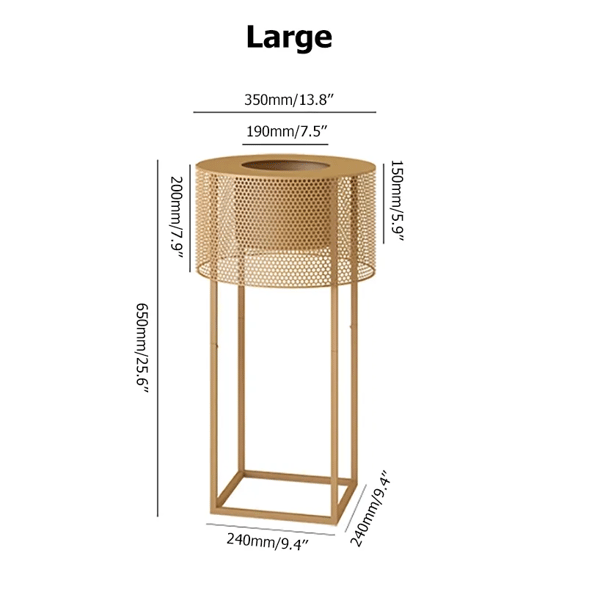 Gold Big Round Wire Mesh Planter Stand with Square Stand Metal | Homary