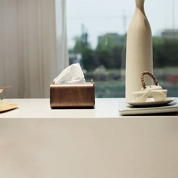 Modern Creative Tissue Box in Walnut & Brass-Homary