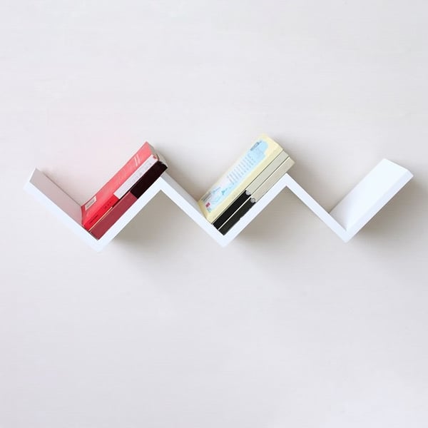 Modern 'W' Wall-Mounted Shelf in White | Homary UK