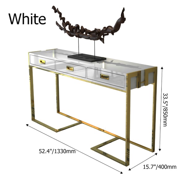 White Narrow Console Table with Drawers Rectangular Entryway Table | Homary
