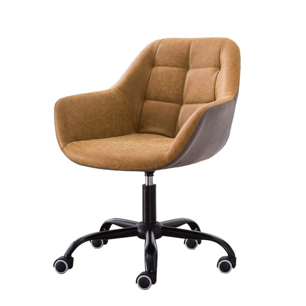 Brown Leath-aire Tufted Office Chair for Desk Upholstered Task Chair ...