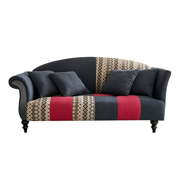 1980mm Grey Rolled Arm Sofa 3-Seater Cotton & Linen Upholstery French ...