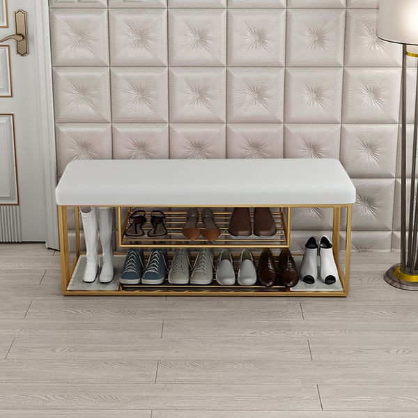 Contemporary Storage Bench in White | Homary