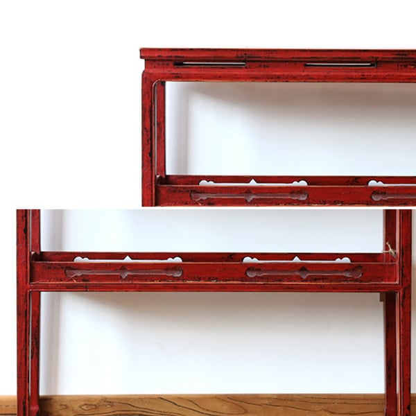 Retro 2-Tiered Wood Narrow Console Table with Shelf Red-Homary