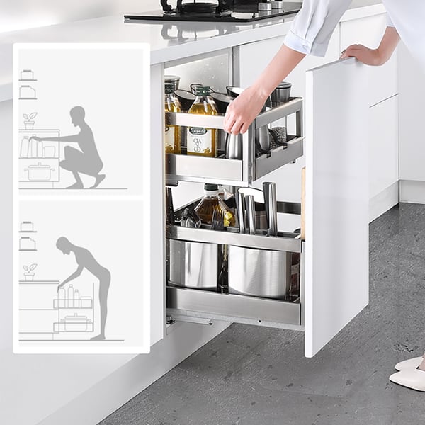 Double-layer 304 Stainless Steel Seasoning Damping Pull Basket | Homary UK