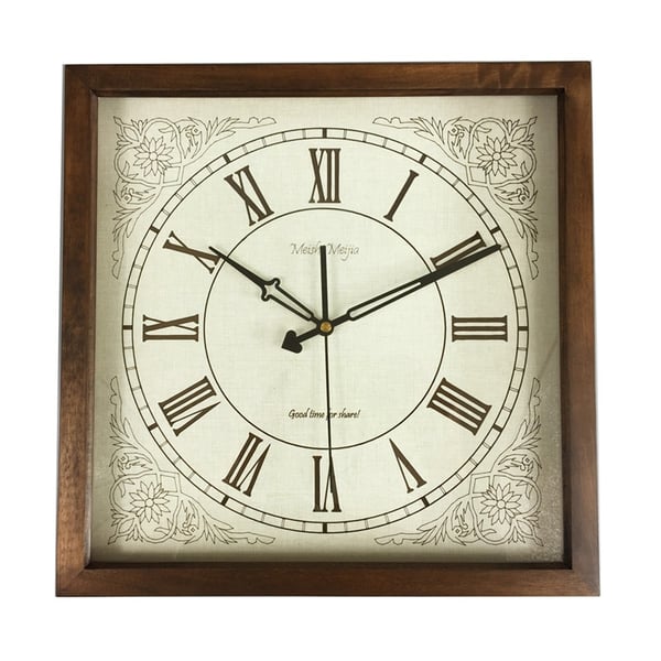 340mm Retro Square Solid Wood Roman Number Modern Simple Wall Clock ...