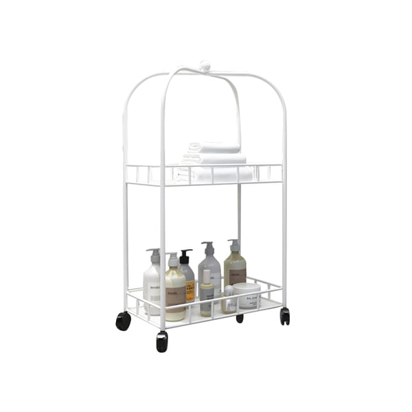 2 Tier Modern Gold Metal Storage Rolling Cart | Homary