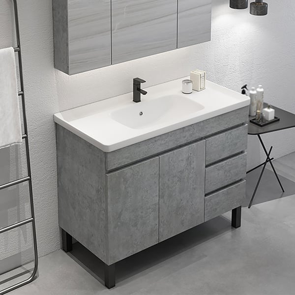 36 Modern Gray Bathroom Vanity Ceramics Single Sink Freestanding With