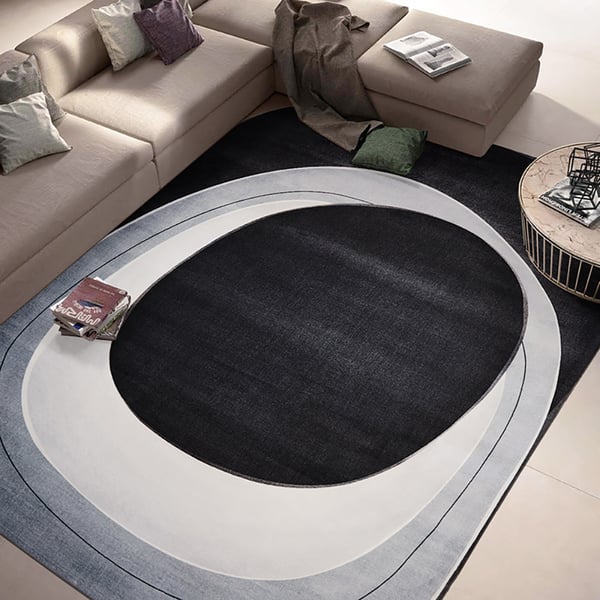 1530mm × 2430mm Post-modern Artistic Pattern Black & Gray Rectangle ...