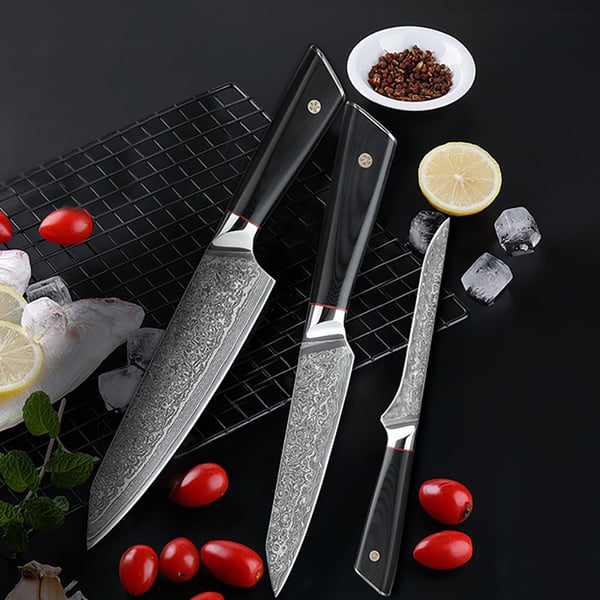 6-teiliges Damaskus-Küchenmesser-Set mit Block-Damaskus-Kochmessern ...