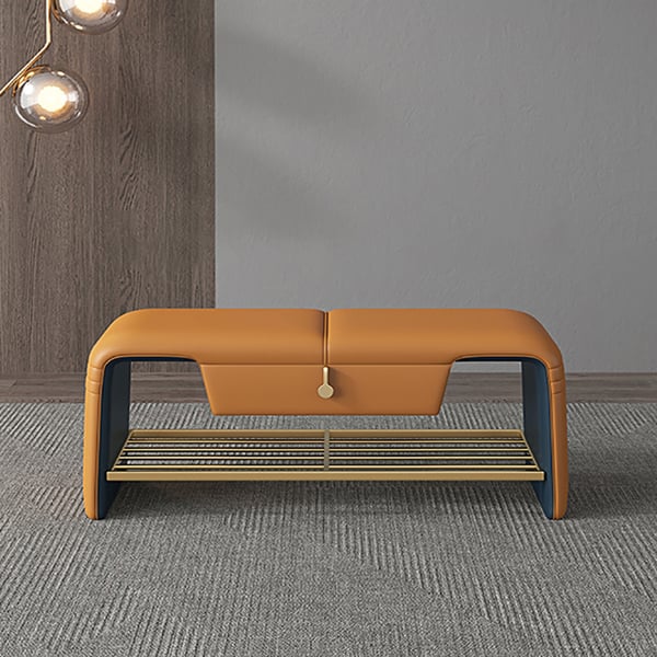 42.5" Modern Entryway Bench Leather Upholstery with Drawer and Open ...