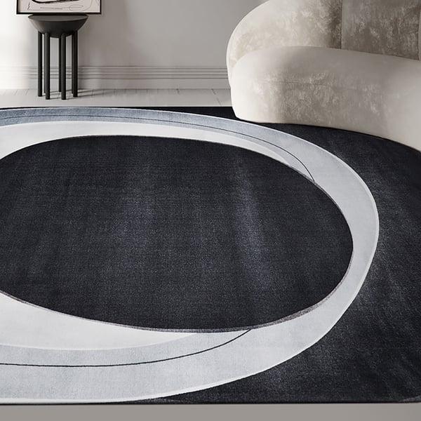 1530mm × 2430mm Post-modern Artistic Pattern Black & Gray Rectangle ...