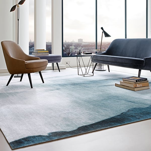 6' x 9' Modern Rectangular Blue Area Rug-Homary