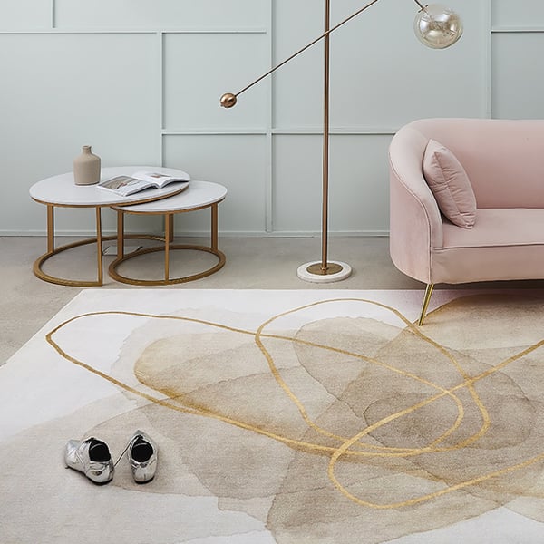 2740mm x 3650mm Modern Rectangular Gold Floral Area Rug | Homary UK