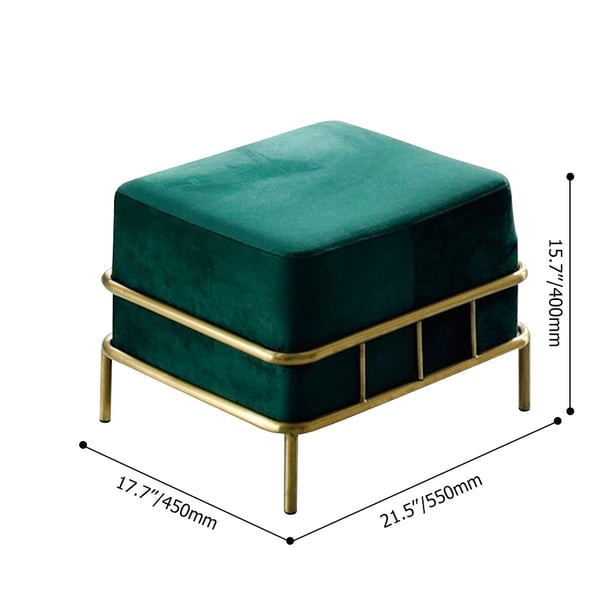 420mm Green Modern Velvet Upholstered Ottoman Stool with Gold Legs-Homary