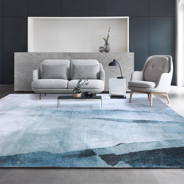 2430mm x 3000mm Modern Rectangular Blue Area Rug-Homary