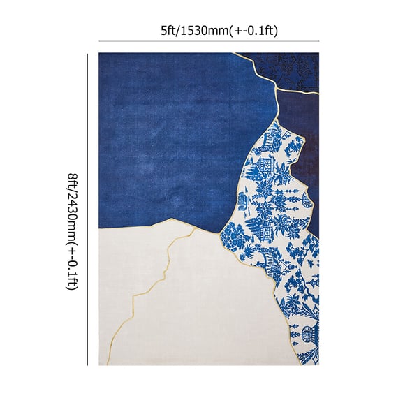 9' × 12' Novelty Irregular Pattern Blue Rectangle Area Rug | Homary